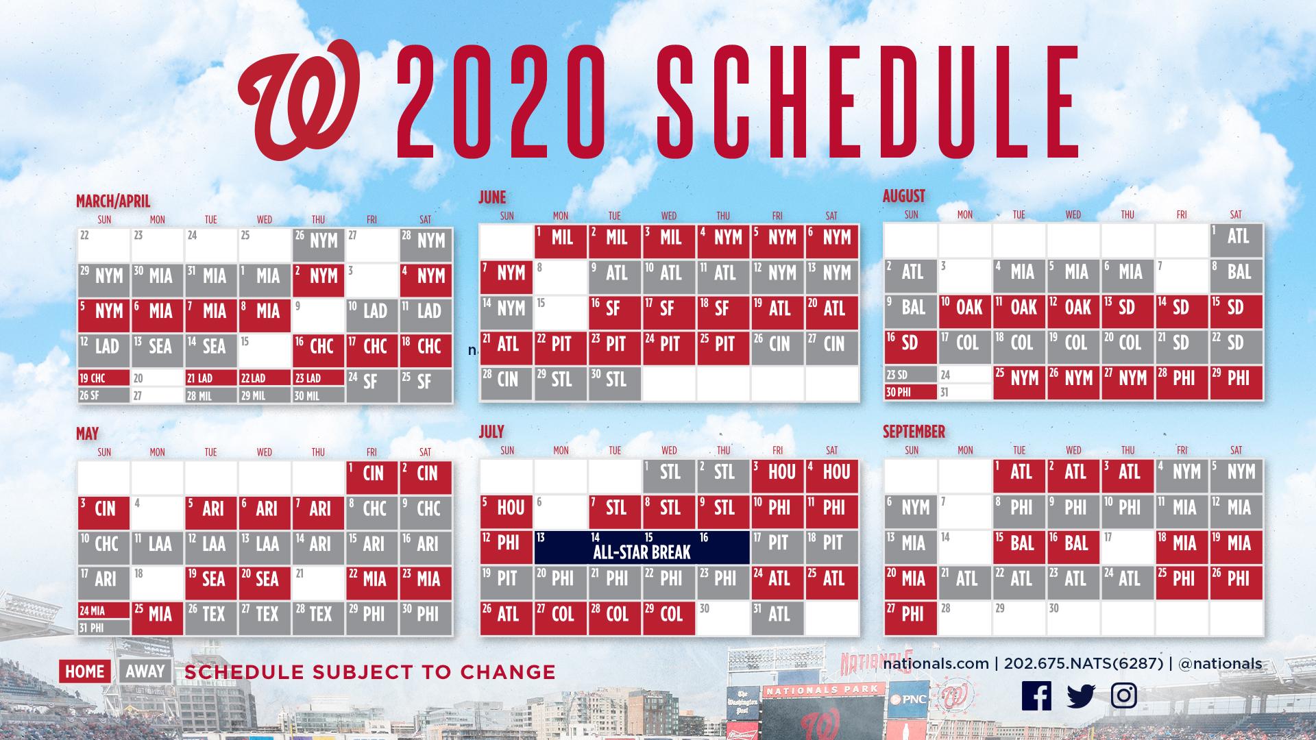 Nats 2020 schedule - Marylandsportsblog.com