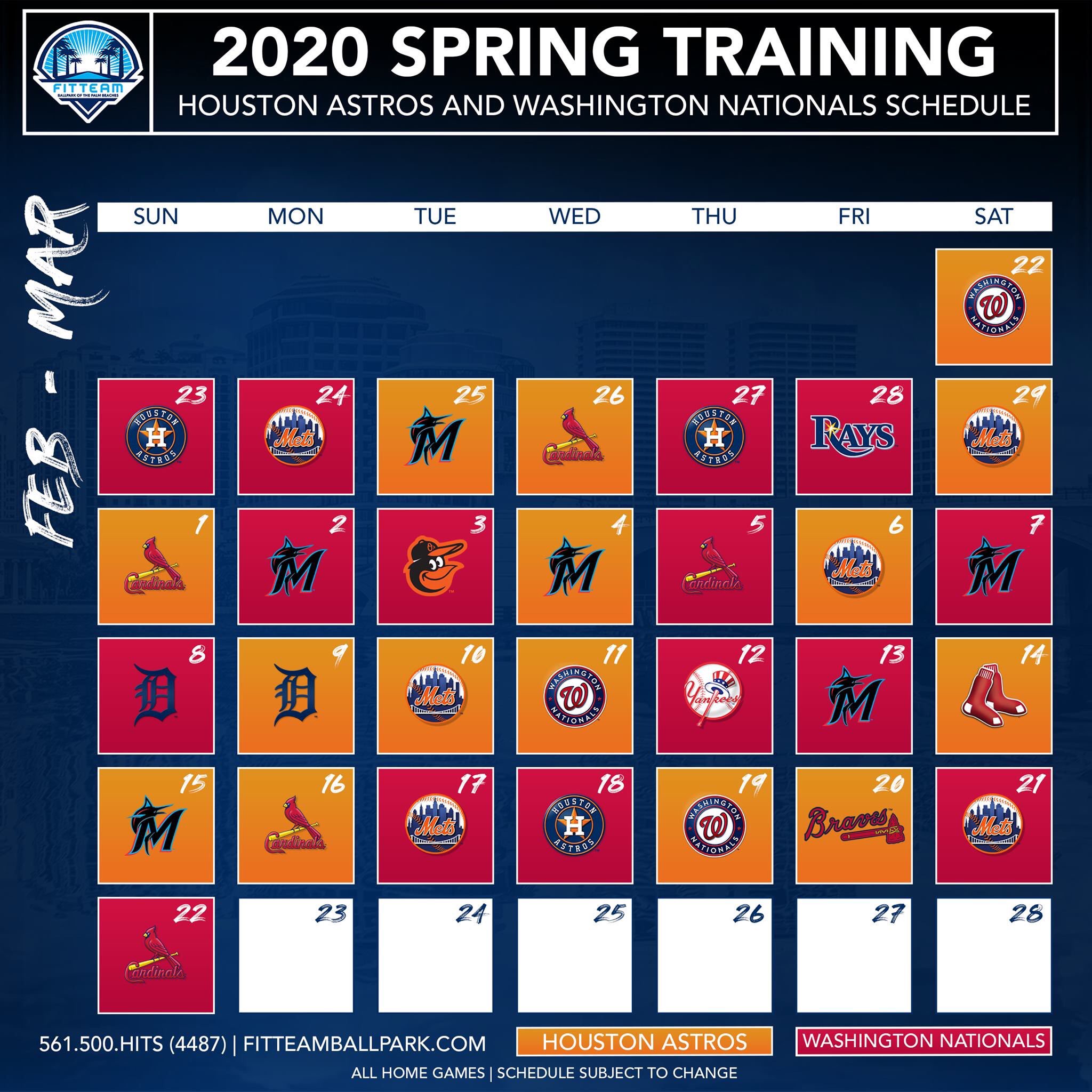 Nationals release spring training schedule for 2020 ...